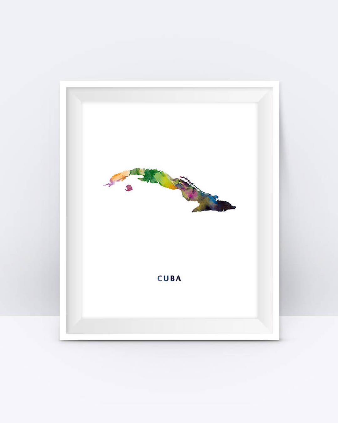 Cuba Map Print Watercolor Cuba Wall Art Cuba Poster Painting Travel ...