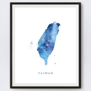 Taiwan Map Print Watercolor Taiwan Poster Home Office Room Decor Taipei ...