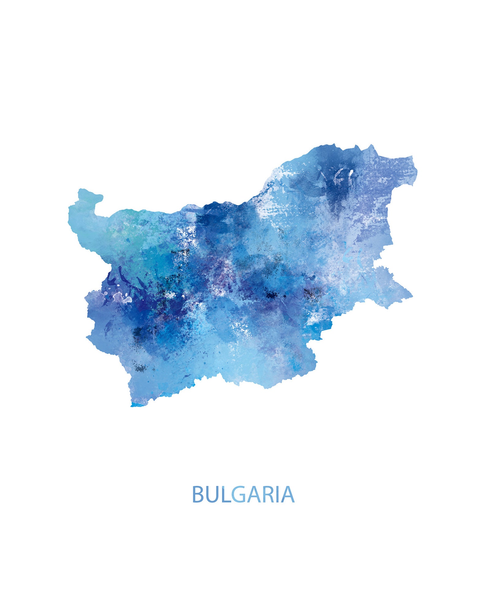 Bulgaria Map Print, Watercolor Bulgaria Poster, Home Office Room Decor ...