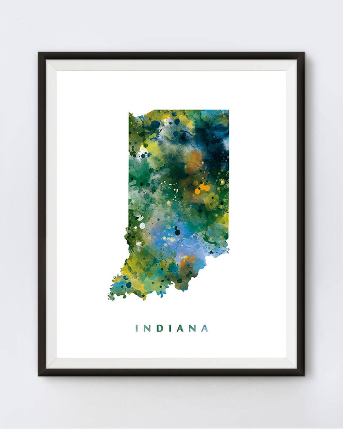 Indiana, Indiana Map, Art Print, Watercolor, USA, Indiana Parks ...