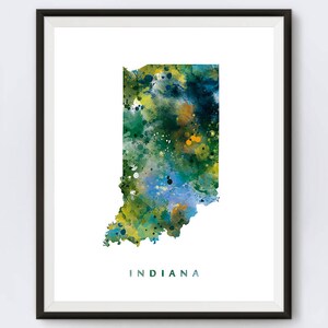 Indiana, Indiana Map, Art Print, Watercolor, USA, Indiana Parks ...