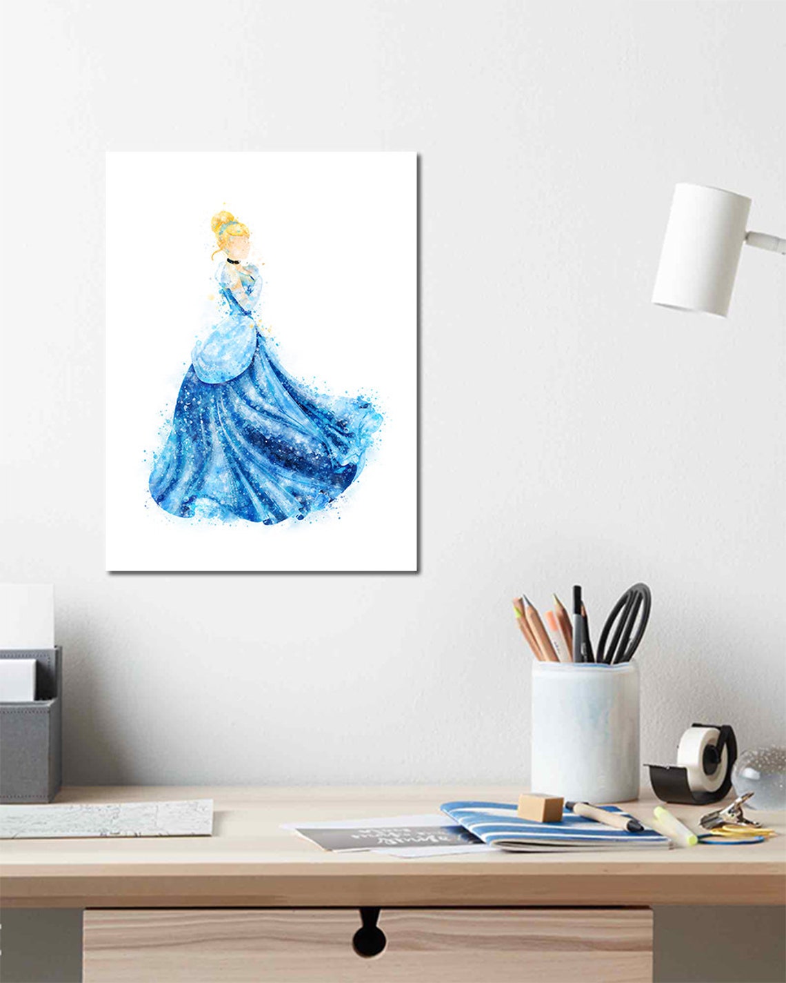 Cinderella Print Princess Poster Printable Watercolor Art Princess Kids ...