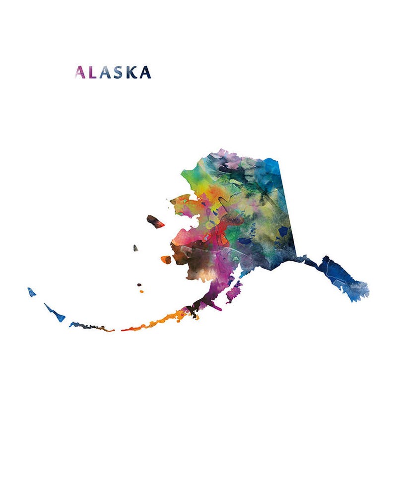 Alaska Map Print Watercolor Poster Home Office Room Decor - Etsy