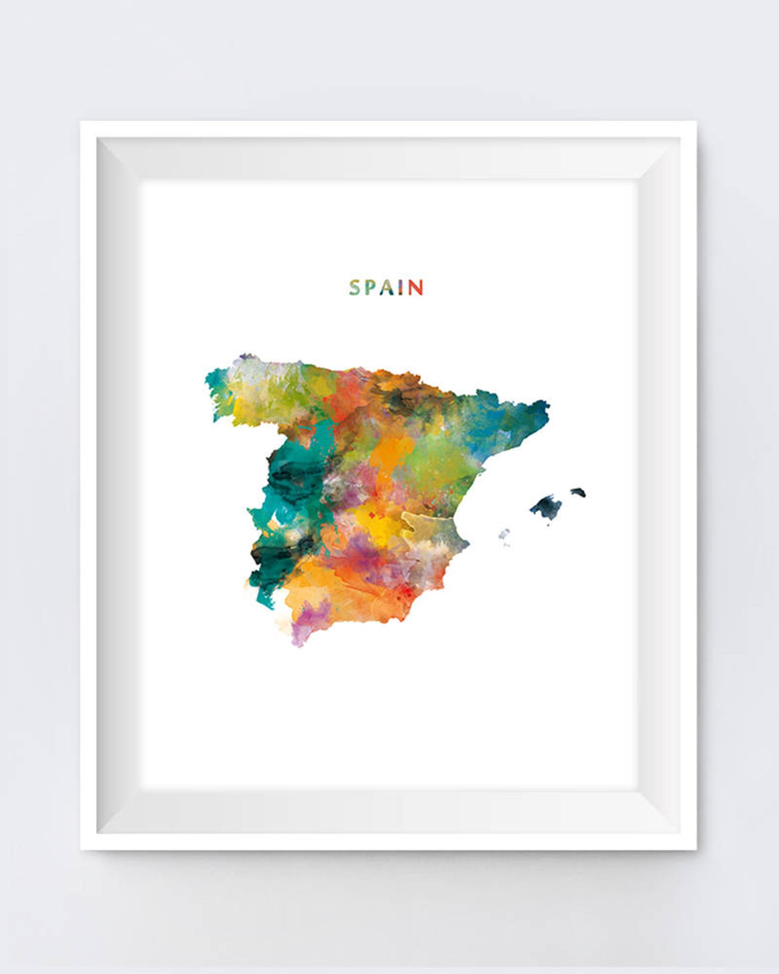 Spain Print Watercolor Map Madrid Print Wall Art Poster - Etsy