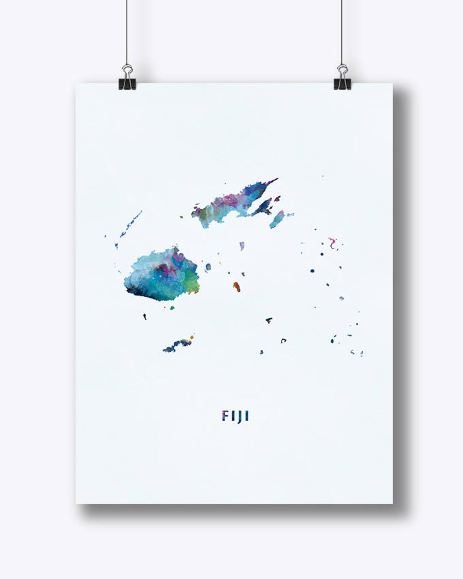 Fiji Islands Map Watercolor Fiji Print Wall Art Suva Poster - Etsy