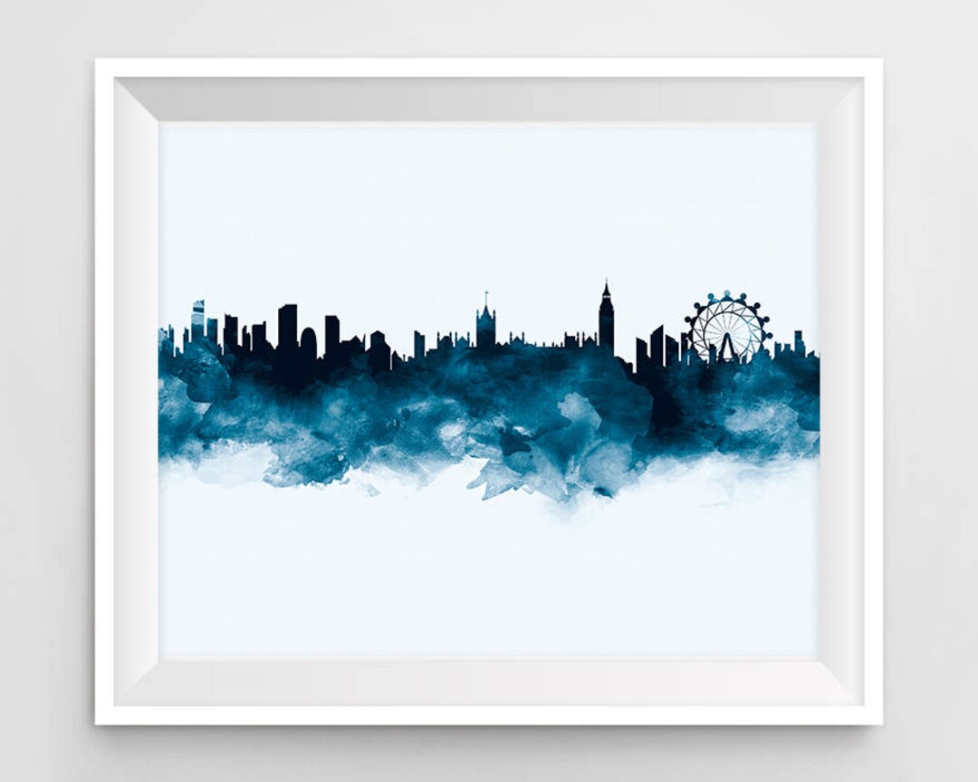 London Skyline London City Art Print United Kingdom Watercolor ...