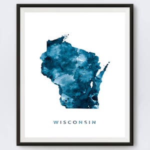 Wisconsin, Wisconsin Map Poster, Art Print, Madison Map, Watercolor ...