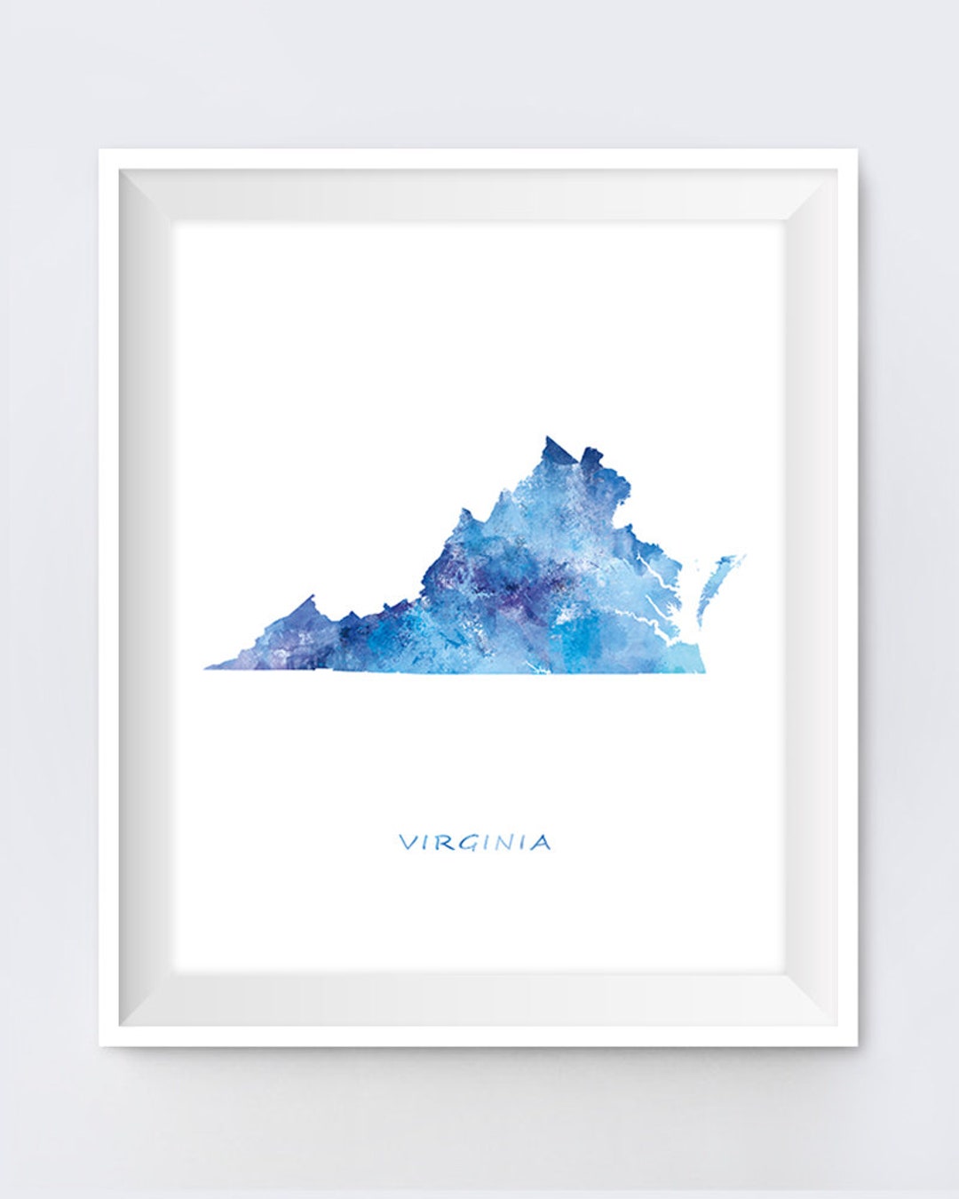 Virginia Map, Virginia Watercolor, Art Print, Richmond Poster, Painting ...