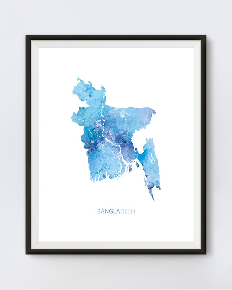 Bangladesh Map Print, Watercolor Bangladesh Poster, Home Office Room ...