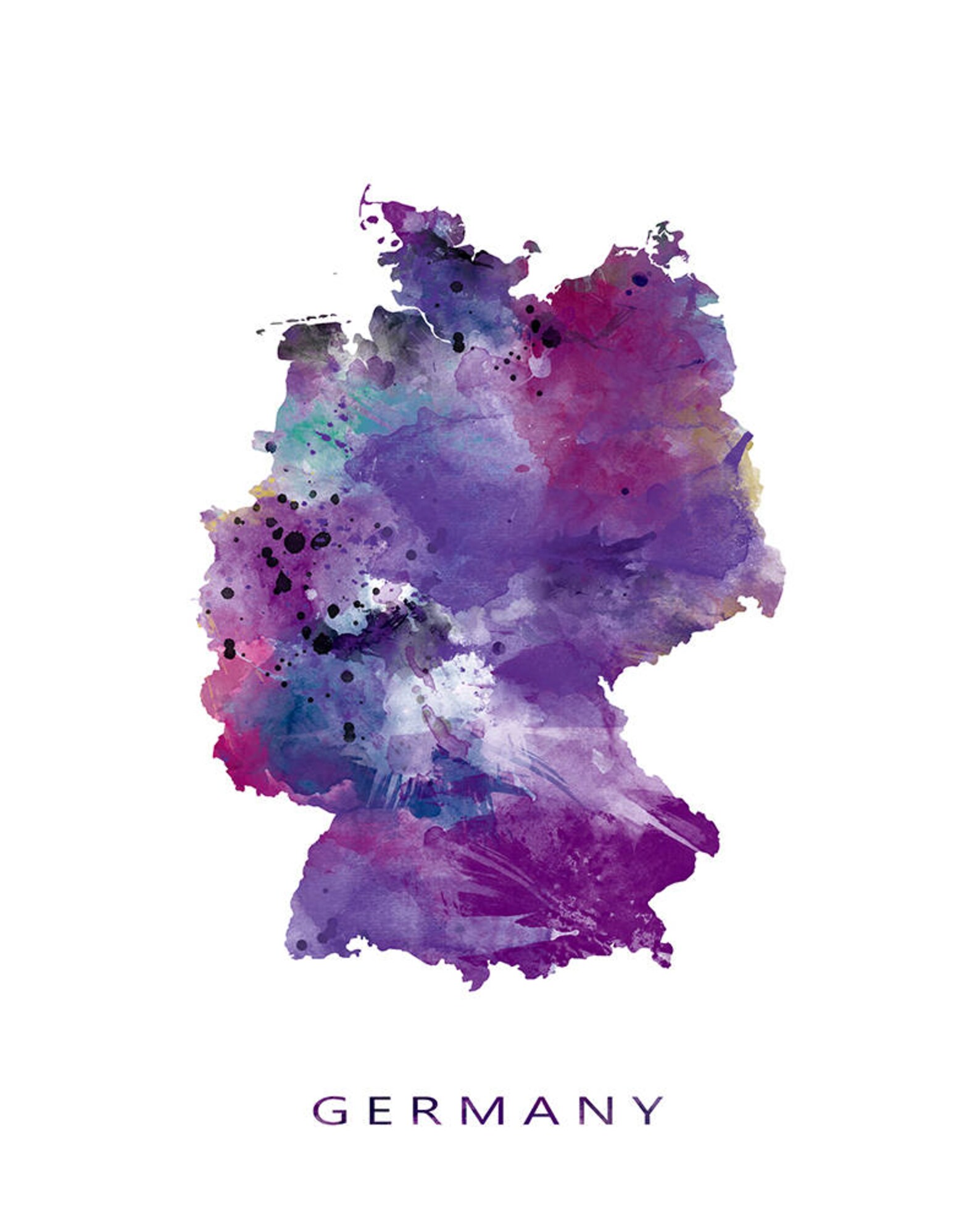 Germany Map Art Print Germany Watercolor Berlin Artwork | Etsy