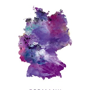 Germany Map, Art Print, Germany Watercolor, Berlin Artwork, Printable ...