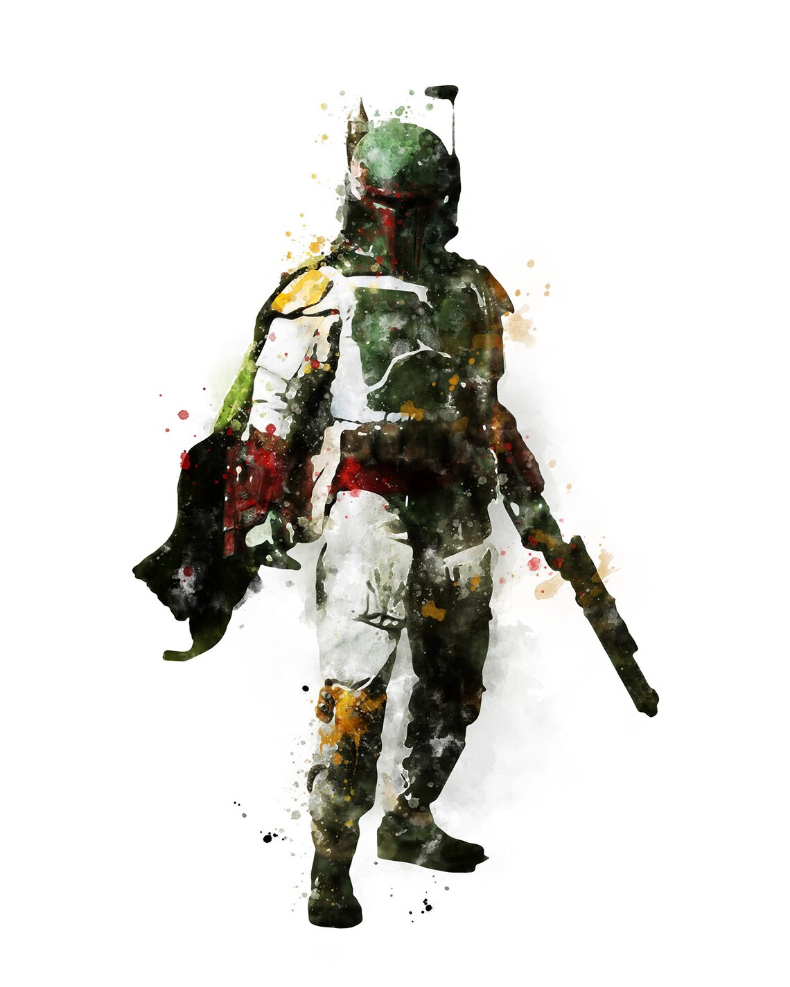 Boba Fett Print Watercolor Star Wars Art Printable Movie Poster ...