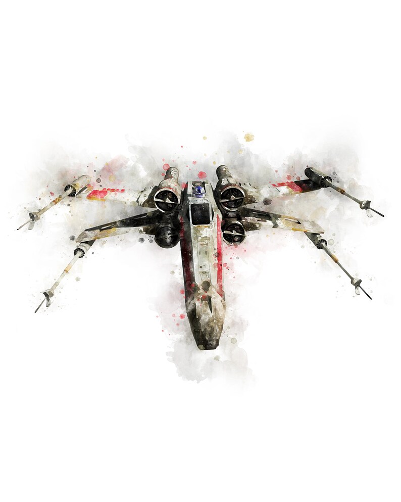 X-wing Star Wars Watercolor Art Print Luke Skywalker Xwing Starfighter ...