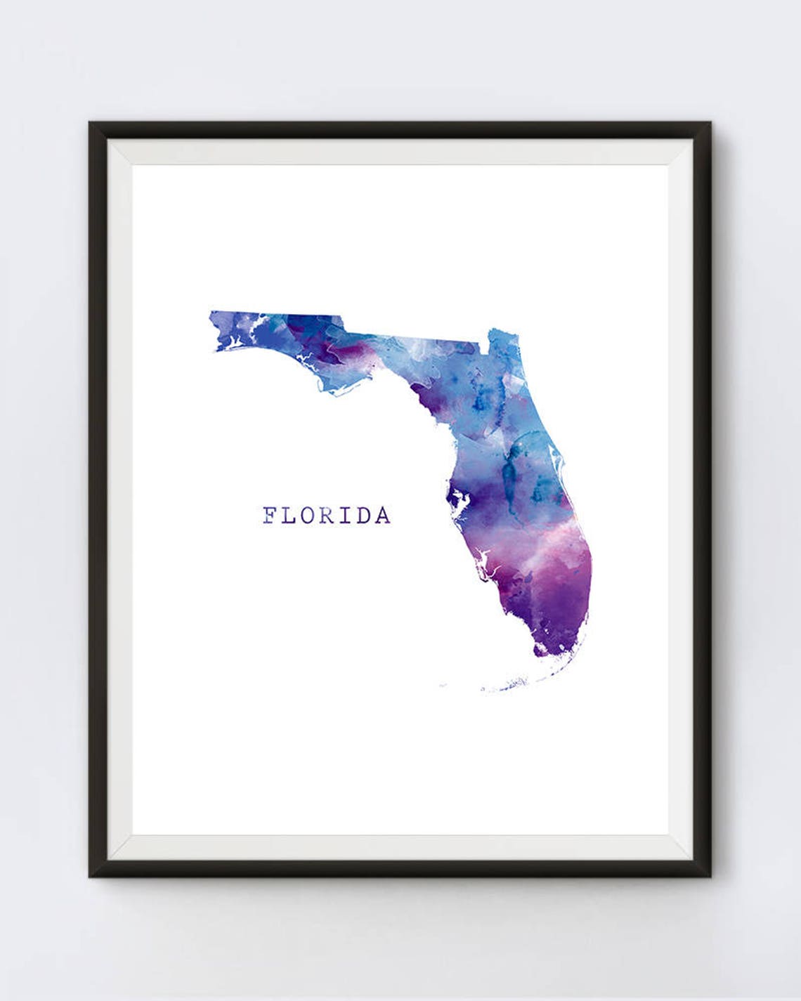 Florida Print Watercolor Map Poster Miami Home Room Decor - Etsy