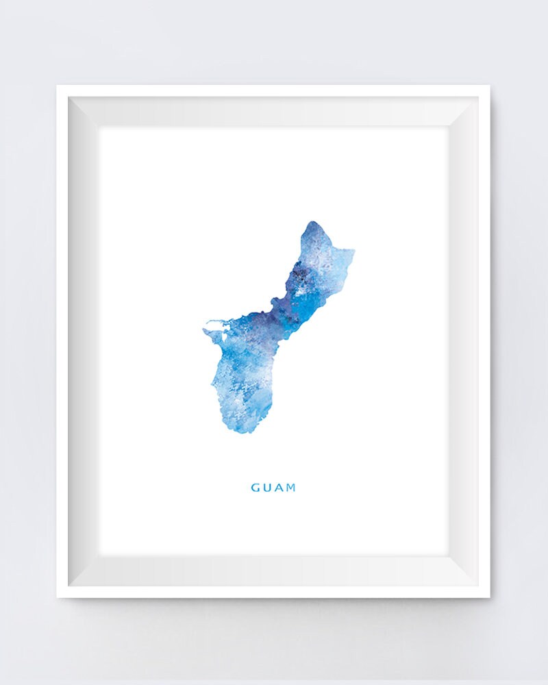 Guam Map Print Watercolor Guam Poster Home Office Room | Etsy