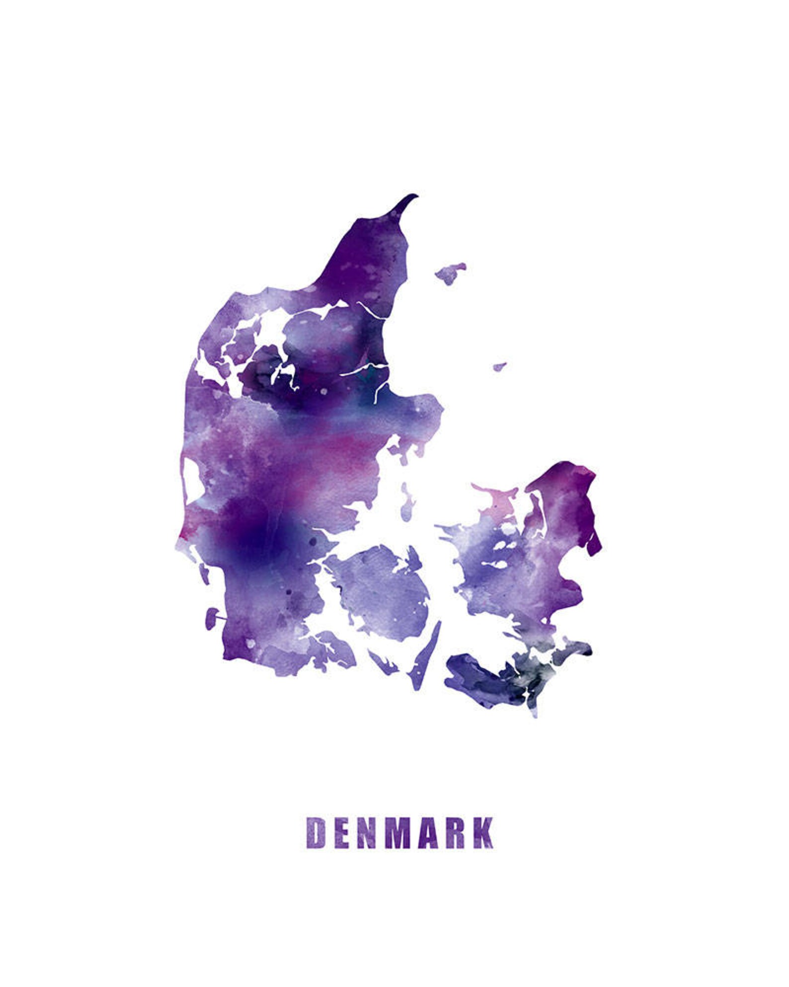 Denmark Map Map of Denmark Copenhagen Denmark Poster - Etsy