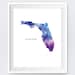Florida Print Watercolor Map Poster Miami Home Room Decor - Etsy