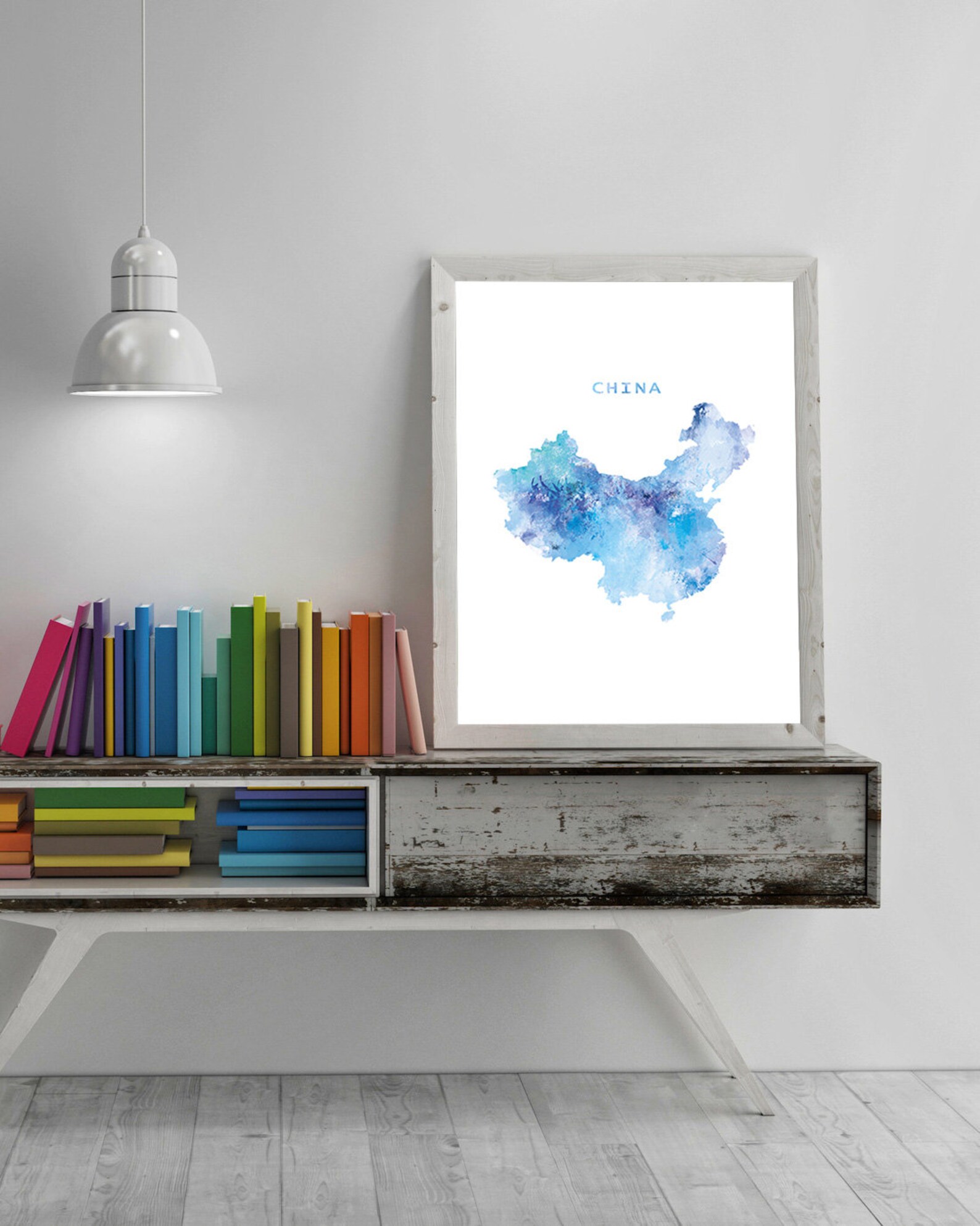 China Map Print Watercolor China Poster Beijing Home Office Room Decor ...