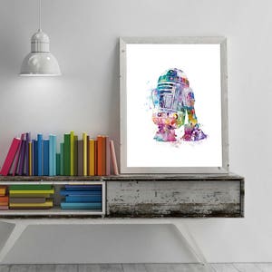 R2D2 Watercolor Art Print R2D2 Poster Star Wars Print Movie Poster ...