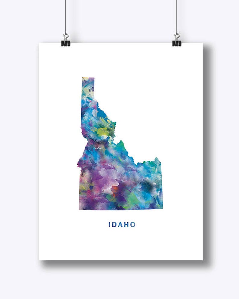 Idaho Map Print Boise Print Idaho Poster Boise Map Watercolor | Etsy