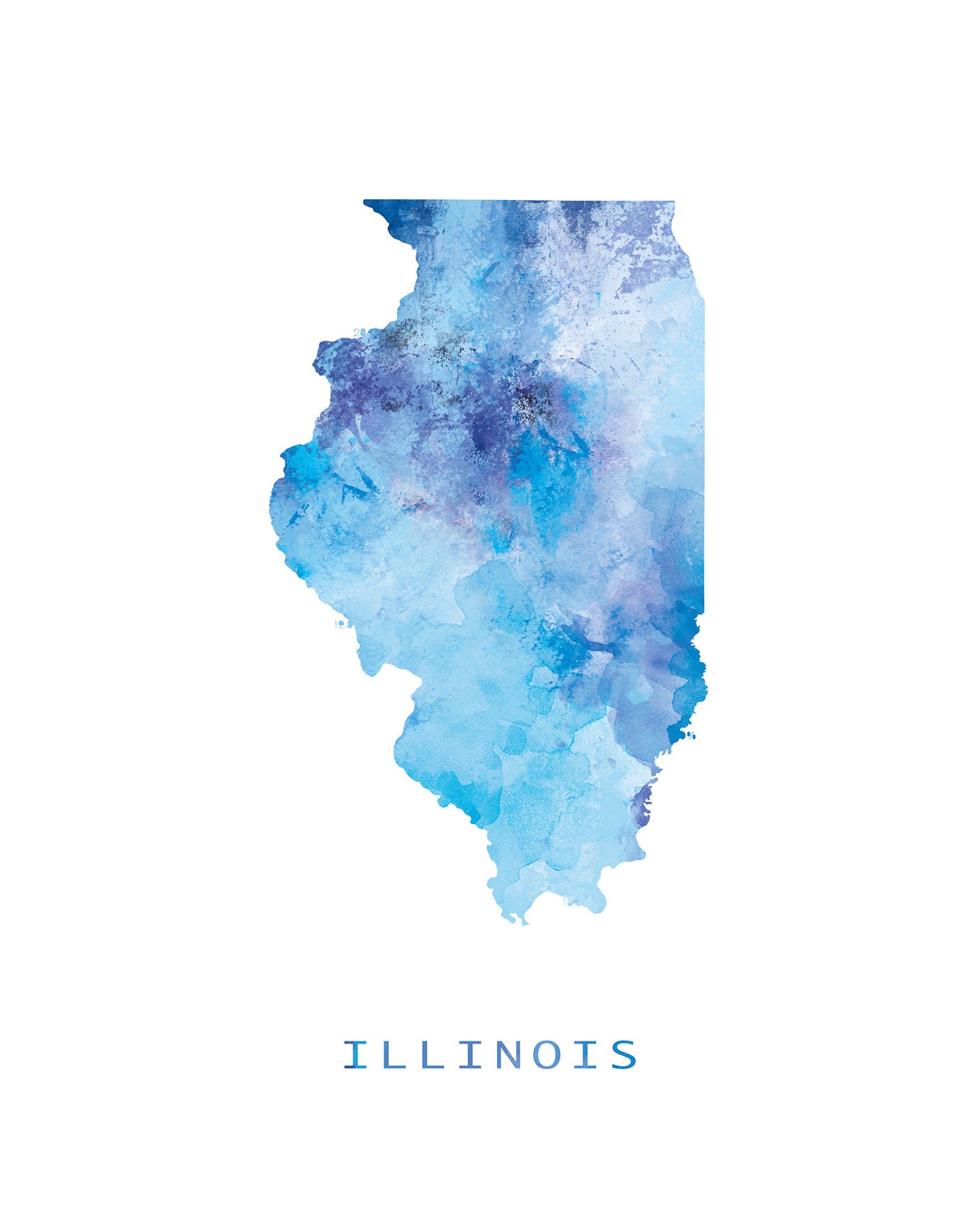 Illinois Map Print Watercolor Illinois Poster Home Office | Etsy