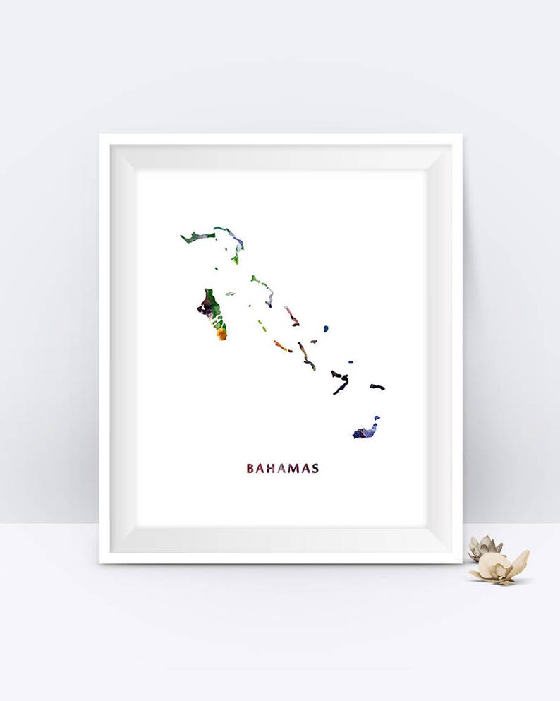 Bahamas Map Print Bahamas Poster Wall Art Watercolor Map Home | Etsy