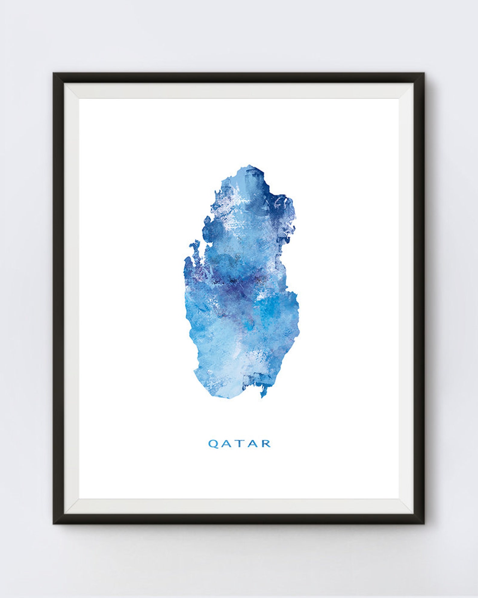 Qatar Map Print Watercolor Qatar Poster Home Office Room | Etsy