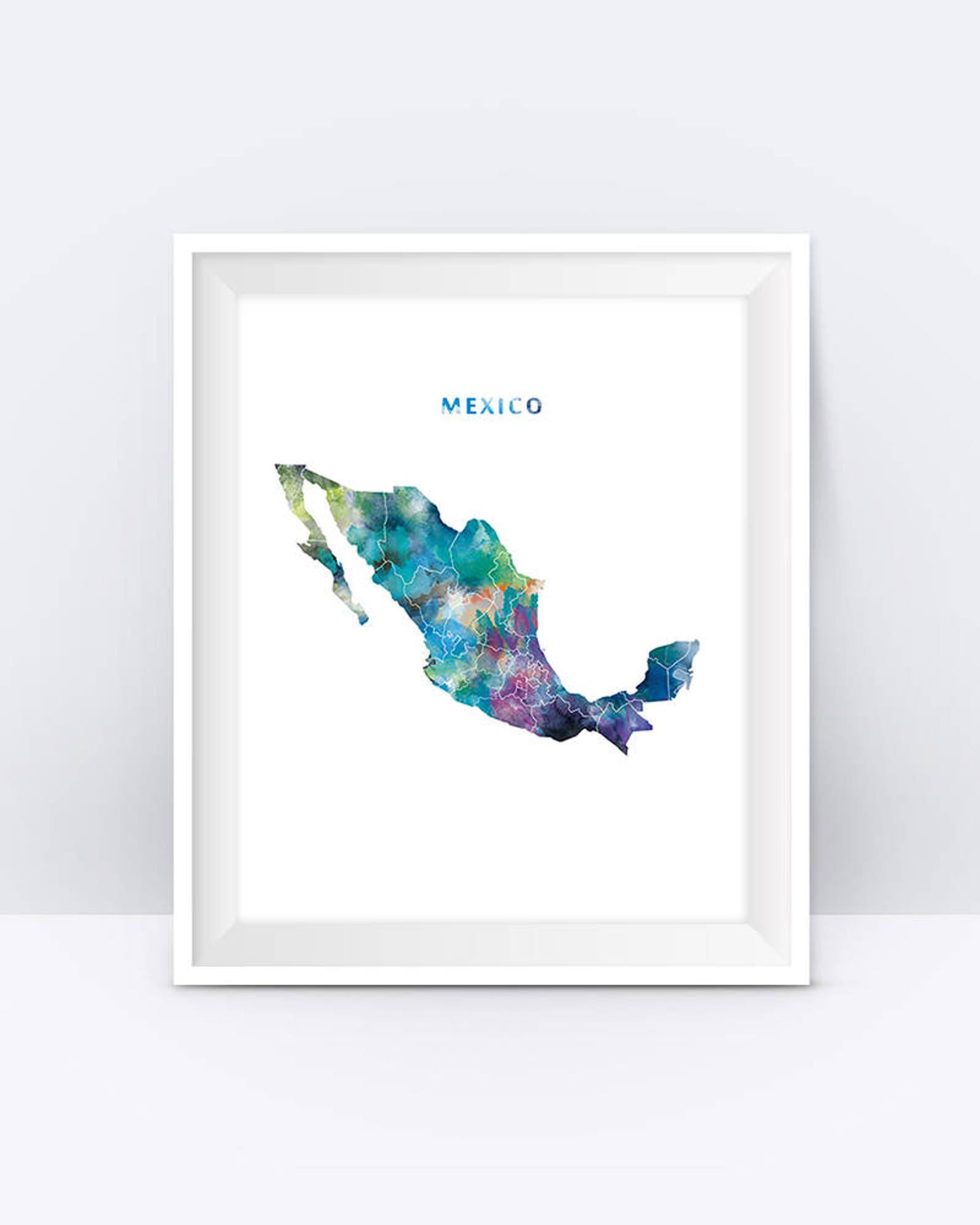 Mexico Watercolor Map Mexico City Print Wall Art Mexico Poster | Etsy
