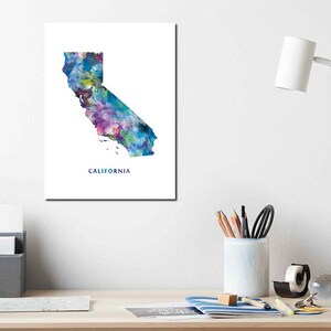 California Map, California Watercolor Map, USA, Art Print, Los Angeles ...