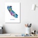 California Map, California Watercolor Map, USA, Art Print, Los Angeles ...