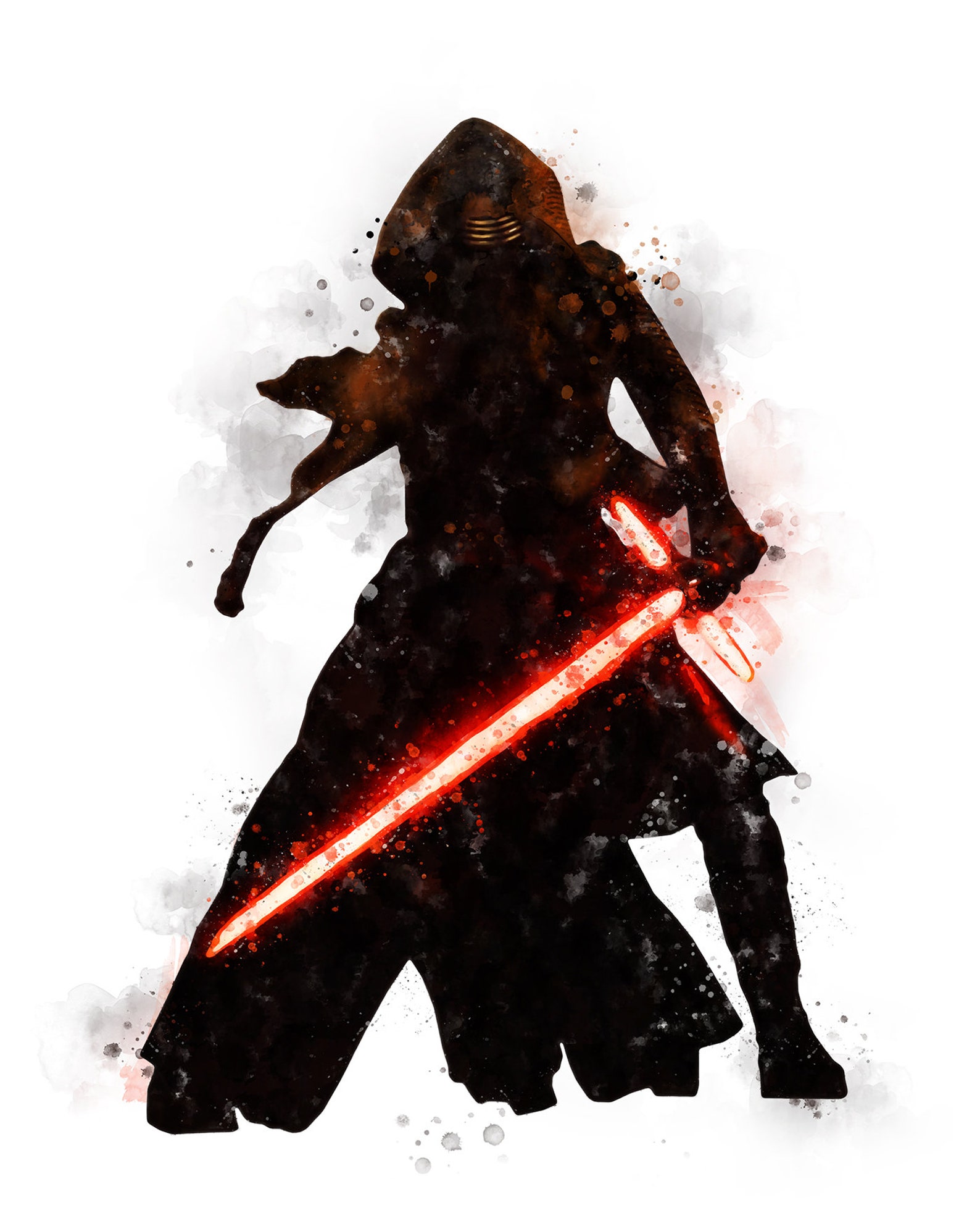 Kylo Ren Print Watercolor Star Wars Art Printable Movie Poster - Etsy