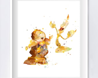 Lumiere and Cogsworth Beauty and the Beast Poster Art Print - Etsy