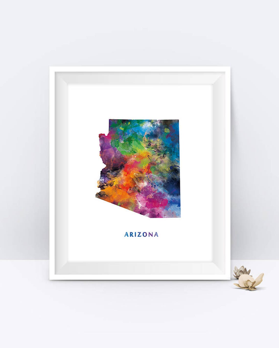 Arizona Map Print Watercolor Arizona Poster Home Office - Etsy