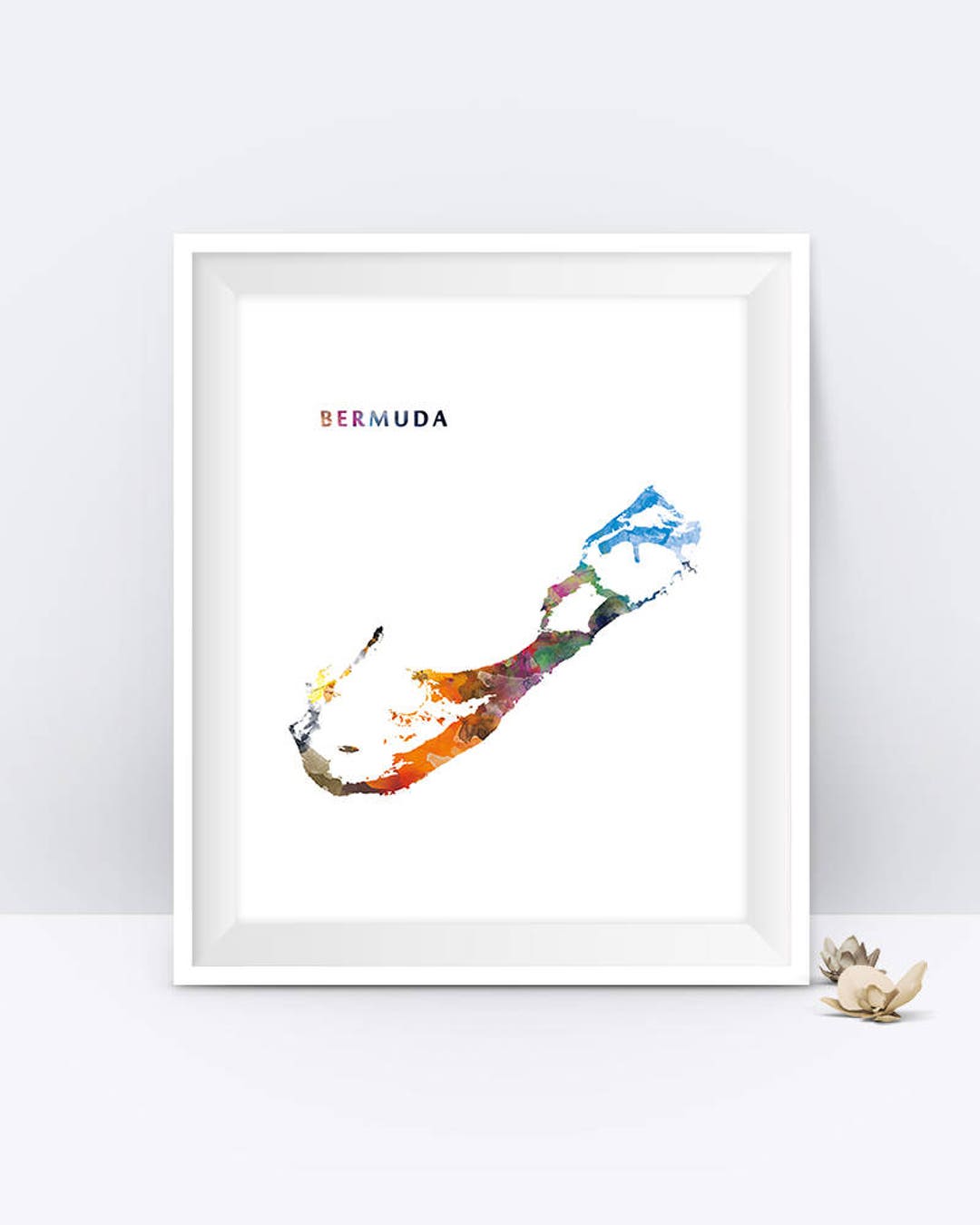 Bermuda Watercolor Map Bermuda Print Wall Art Hamilton Bermuda Poster ...