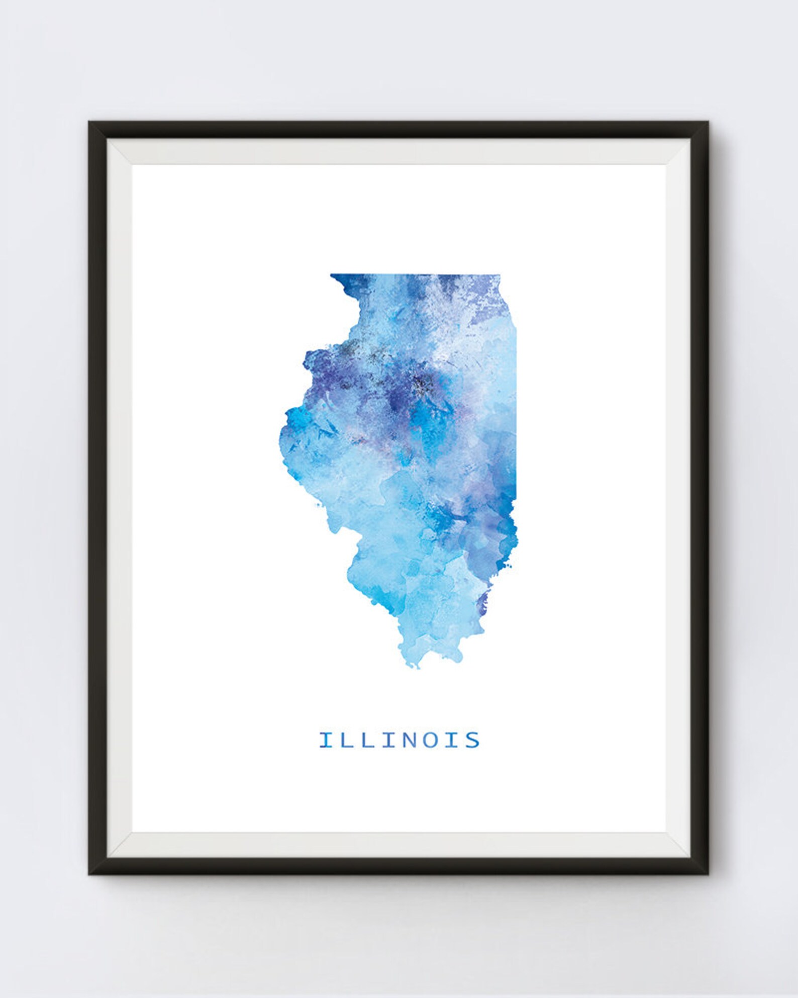 Illinois Map Print Watercolor Illinois Poster Home Office | Etsy