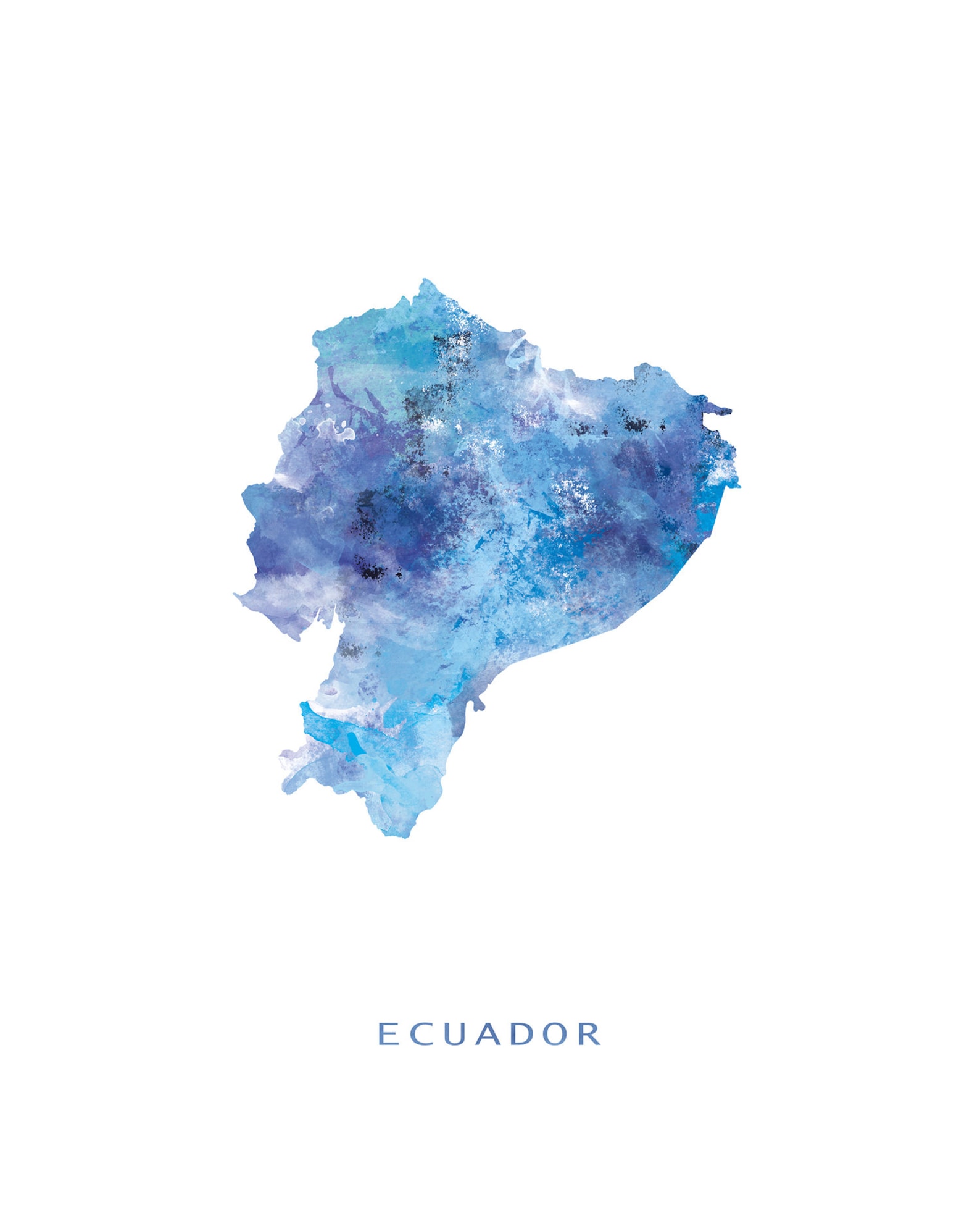 Ecuador Map Print Watercolor Ecuador Poster Home Office Room - Etsy