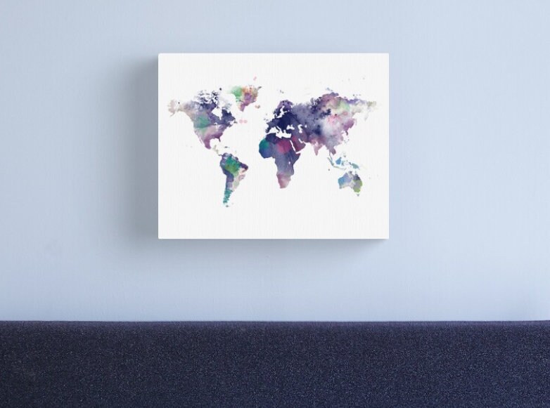 World Map Watercolor Print Poster Home Decor Map Art | Etsy