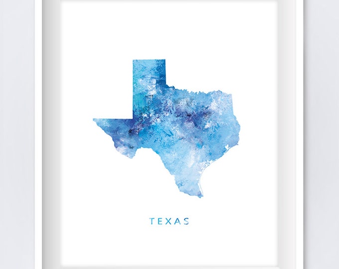 Texas Watercolor Print. State Illustration. Texas State Art Print ...