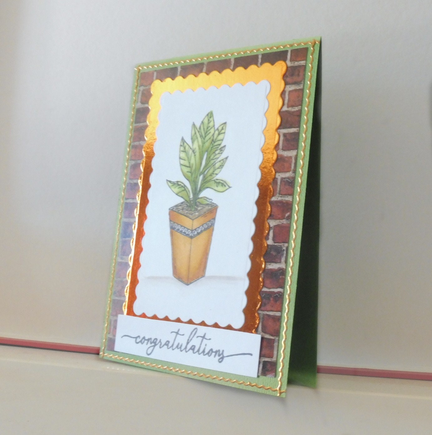 Congratulations Card - Plant Card - Blank Double Greeting Card - Hand ...