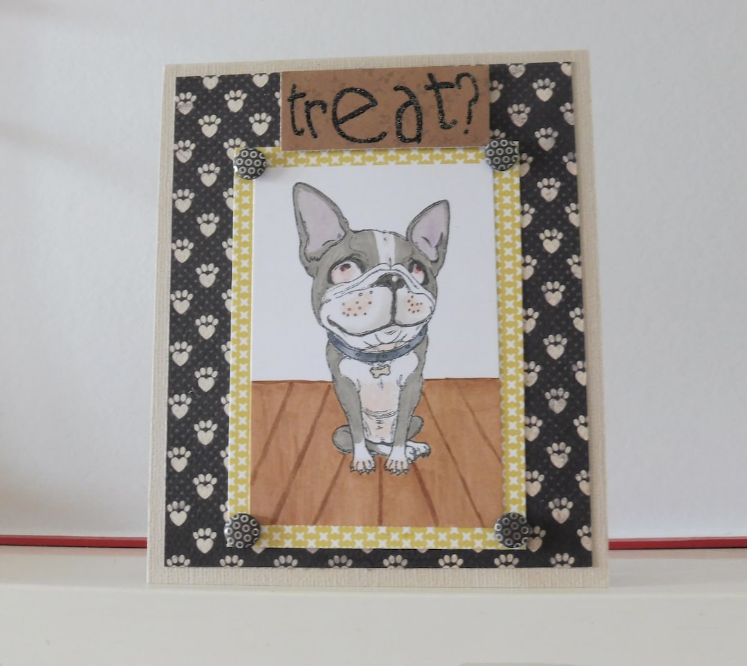 Dog Card - Funny Card - Blank Double Greeting Card - Hand Colored ...