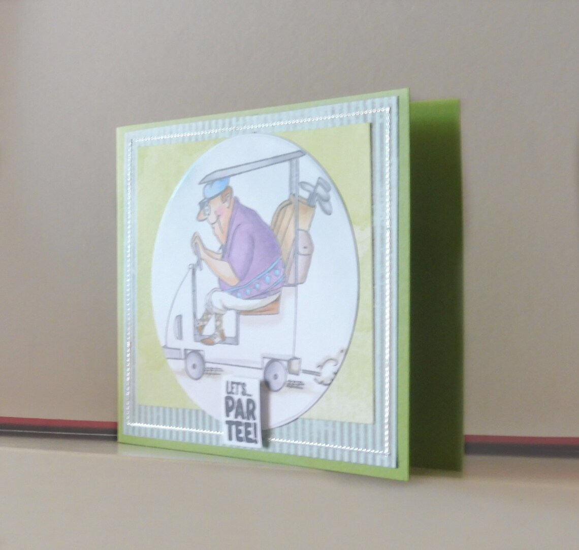 Golfer Card - Golf Themed Card - Blank Double Greeting Card - Hand ...