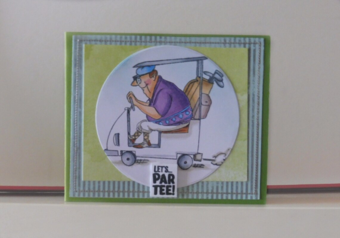 Golfer Card - Golf Themed Card - Blank Double Greeting Card - Hand ...