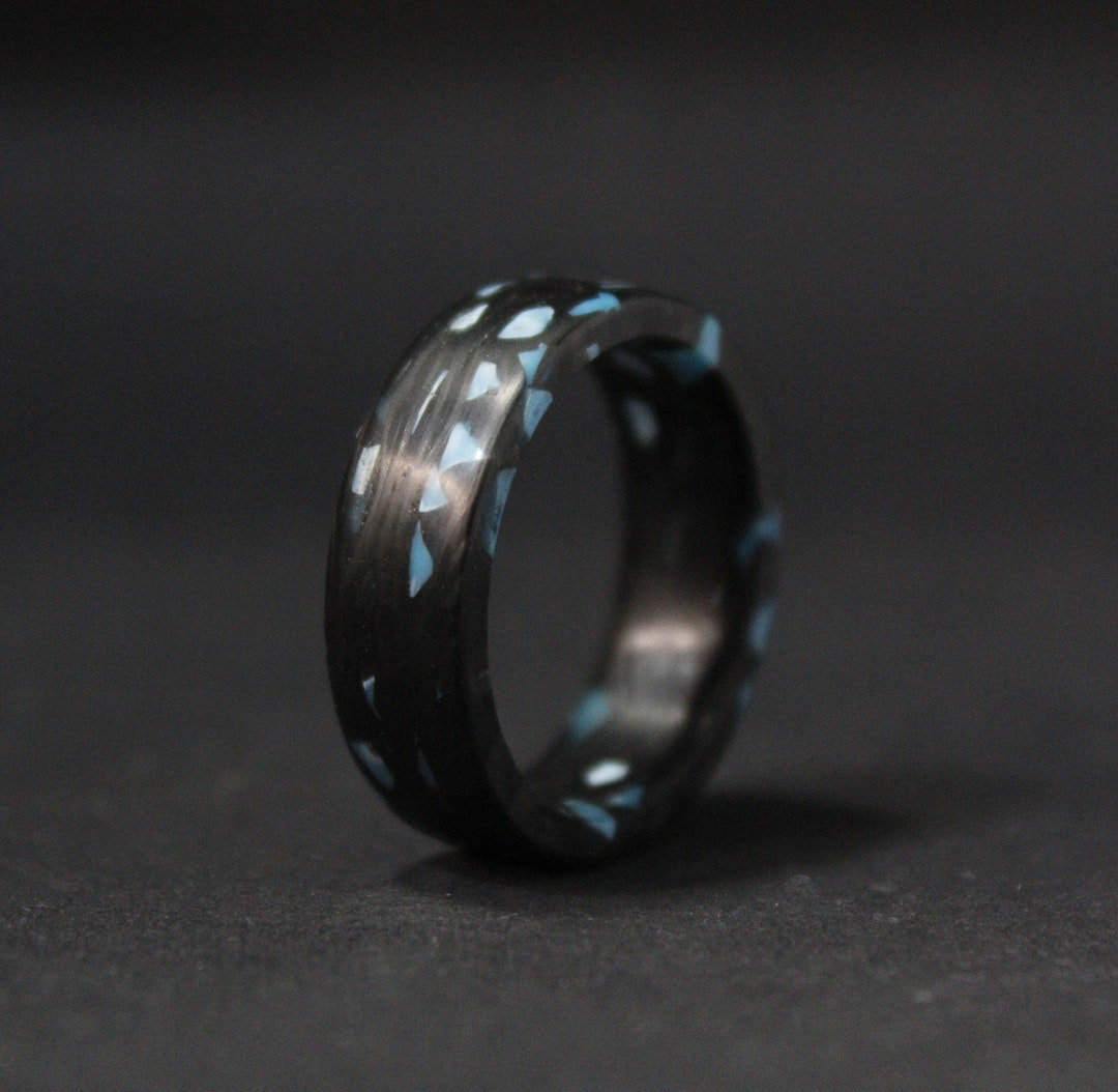 Turquoise Mines Carbon Fiber Ring - Etsy