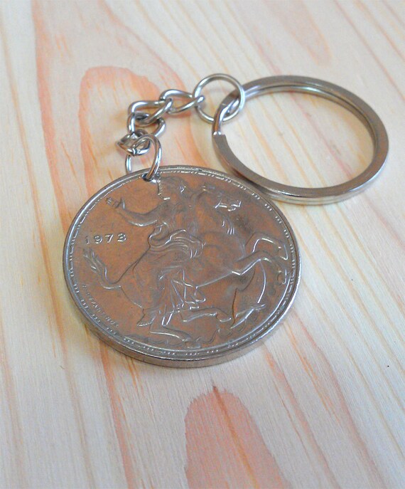 Greece Coin Keychain Greece 20 Drachma Coin Key Chain Greece - Etsy
