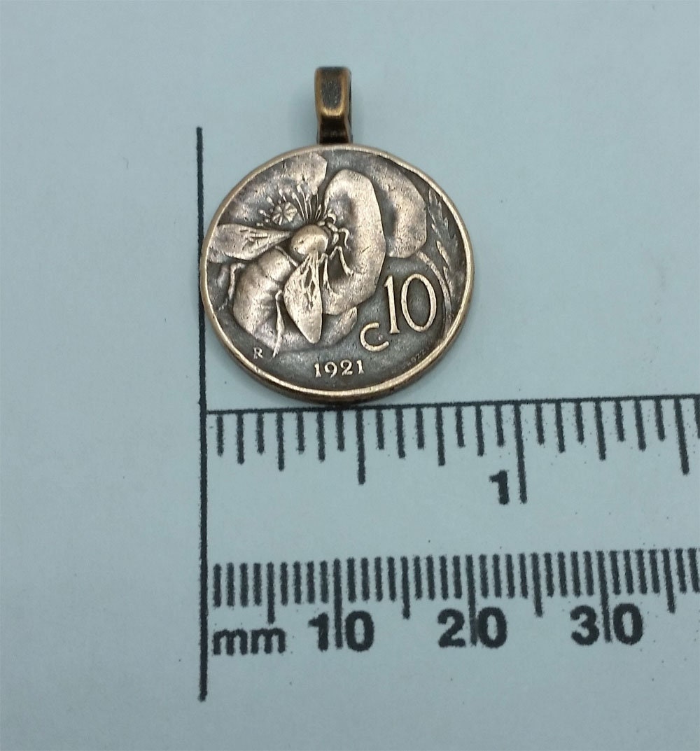 Honey Bee on Flower Coin Pendant Italy 10 Centesimi Coin - Etsy