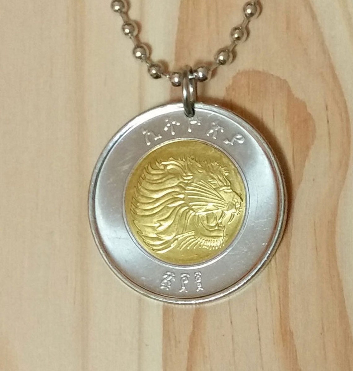 Lion Coin Necklace Pendant Ethiopia 1 Birr Lion Necklace - Etsy