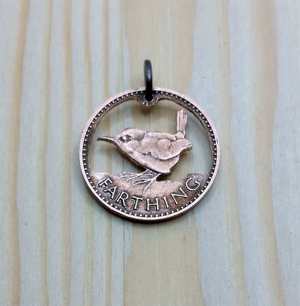 Farthing Bird Cut Coin Necklace Charm British George VI UK - Etsy
