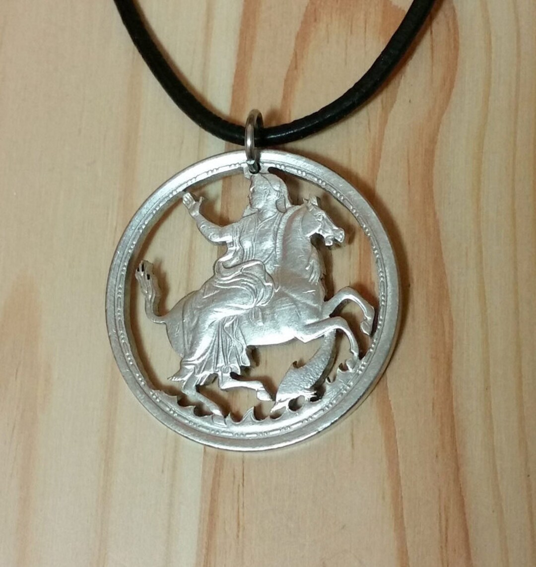 Greece Cut Coin Necklace, Greece 20 Drachma Handcut Coin Pendant Charm ...