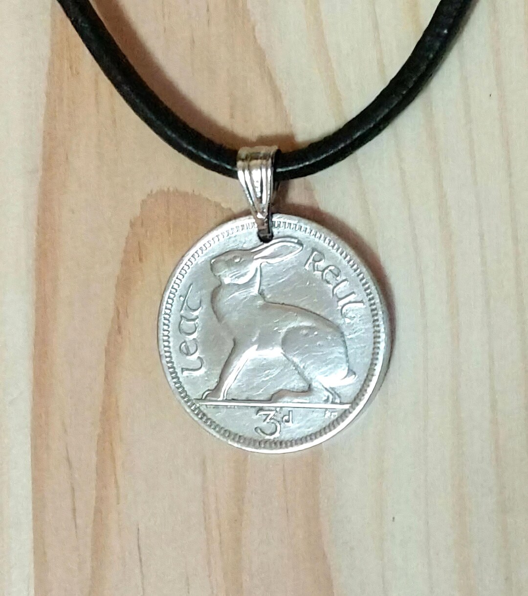 Ireland Rabbit Coin Pendant Necklace, Irish 3 Pence Hare Rabbit Pendant ...