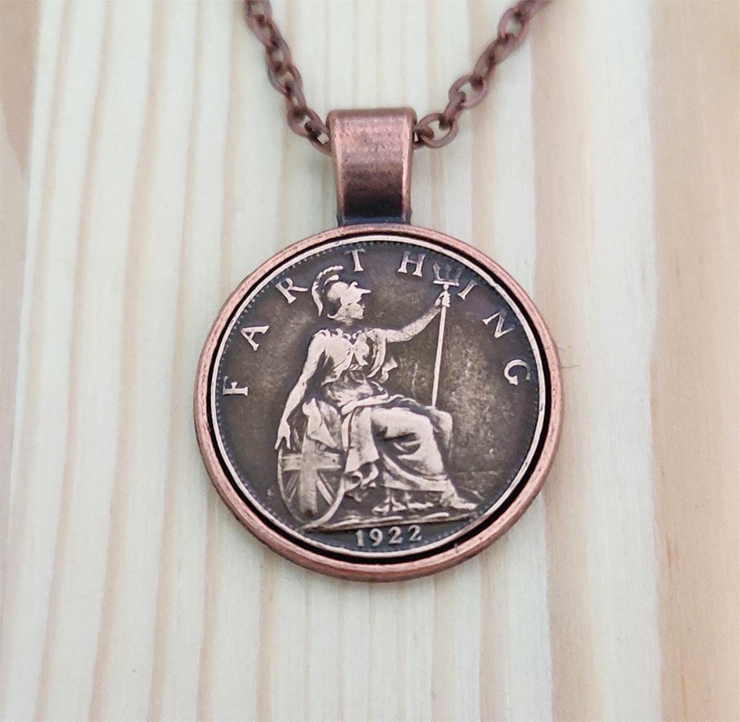 Farthing Coin Pendant, Britannia Farthing Coin Charm, UK One Farthing ...